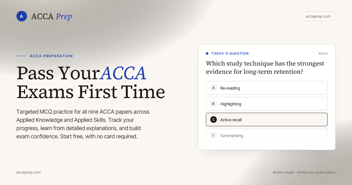 ACCA Practice Questions & Mock Exams | Free MCQ Practice | ACCA Prep